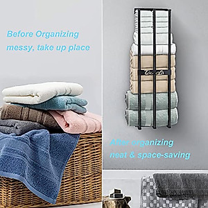 Samhe Towel Rack for Bathroom, Wall Mounted 3 Bar Rolled Towel Racks for Bathroom, Metal Bath Towel Storage Holder for Folded Large Towel Washcloths