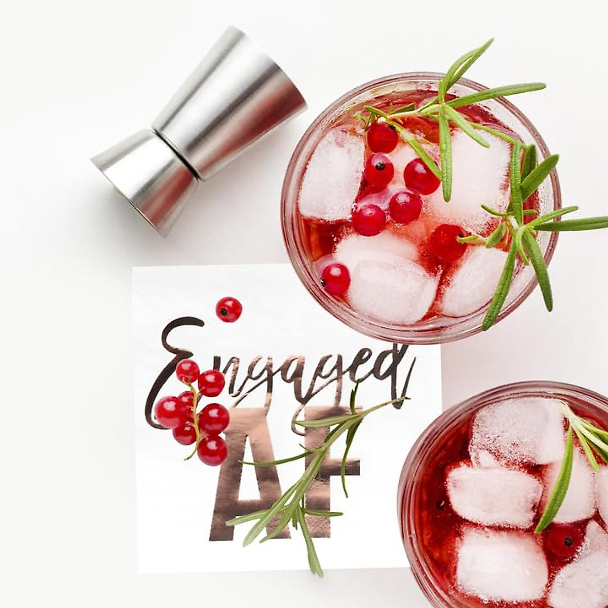 Andaz Press Gold Foil Engaged AF Napkins Floral Wreath, 6.5-inch, 50-Pack, Bridal Shower Napkins For Wedding Engagement Party Bachelorette Party Napkins Bride Napkins Funny Bar Napkins Mimosa Napkins