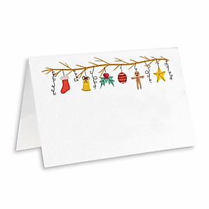 Christmas Table Place Card, 25-Piece Tent Style Cards Set, Special Paper Easy-to-Write and Foldable, Seating Cards for Christmas Party, Food Labels -C02