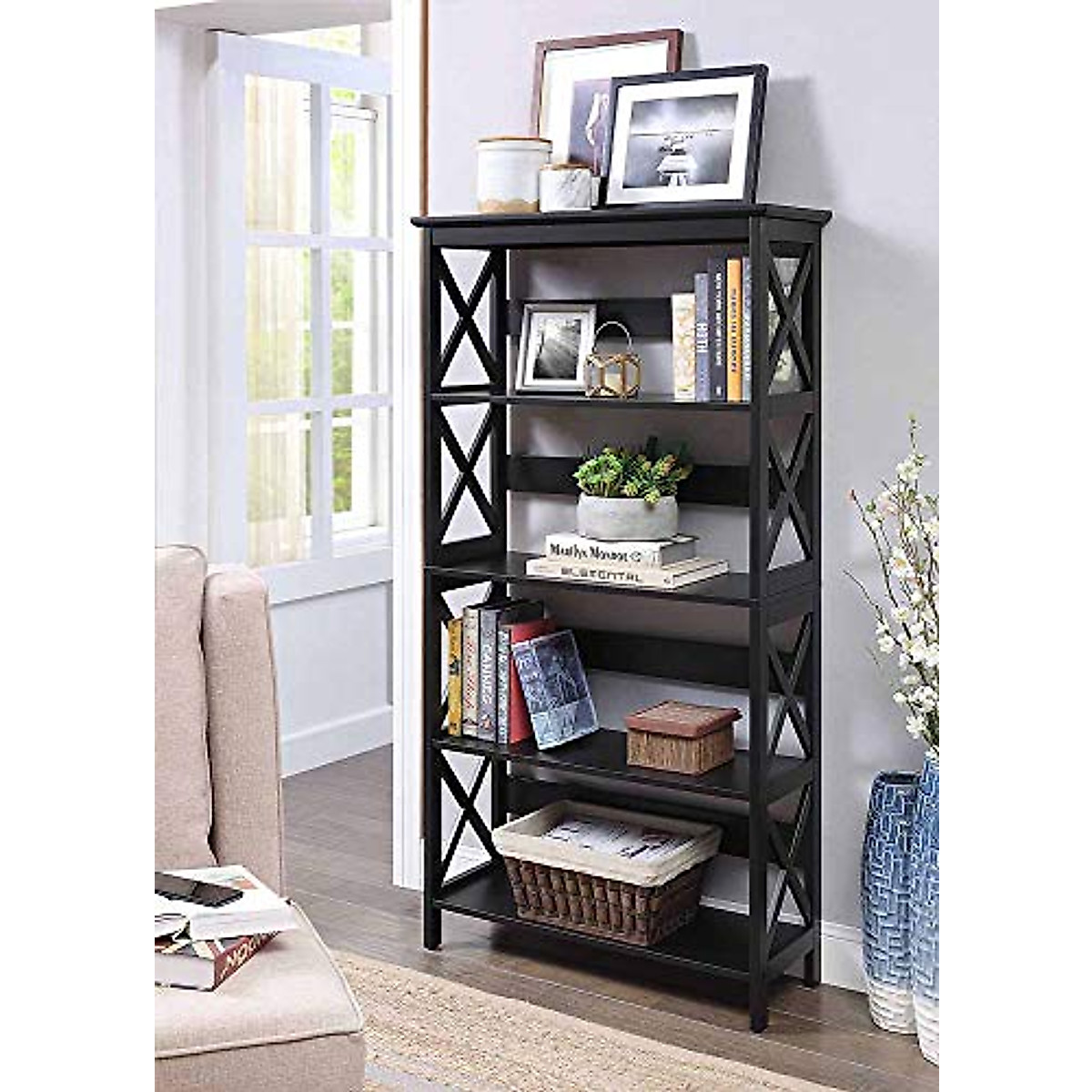 Convenience Concepts Oxford 5 Tier Bookcase, Black