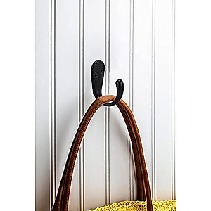 SOEAEODG 15 Pieces Wall Mounted Coat Hook Robe Hook Flat Black Towel Holder for Bathroom, Bathroom Accessories and 30Pieces Screws for Bath Kitchen Garage Single Coat Hanger (Black Color)