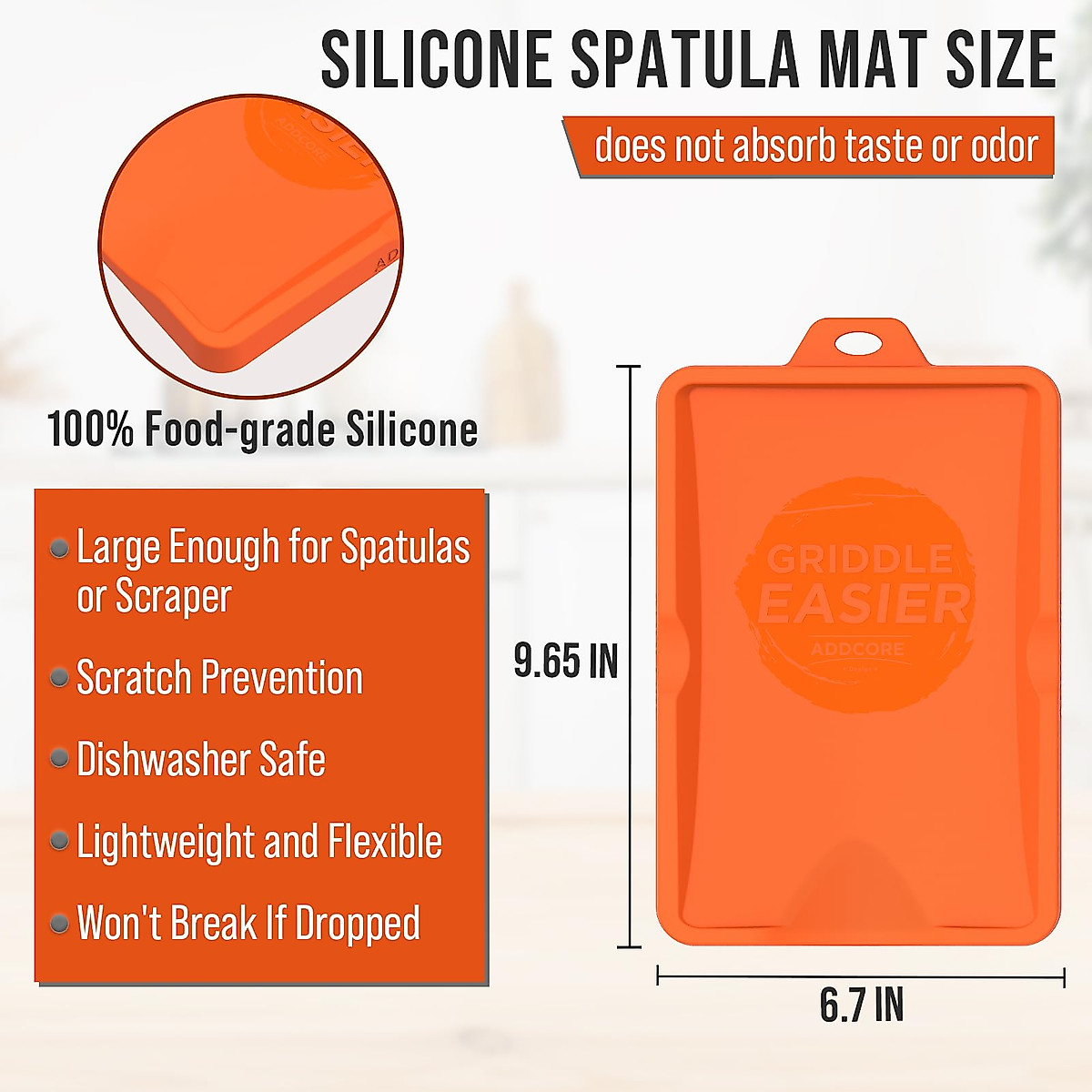 Silicone Spatula Mat for Ladle, Spoon Rest Kitchen Utensil Holder Drip Pad, Heat Resistant Spoon Holder for Stove Top & Grill, Non Slip, Keep Neat and Clean(Orange)