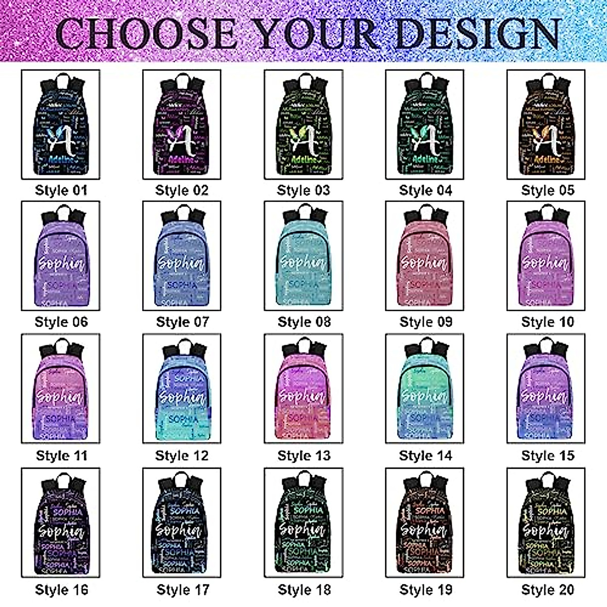 Custom School Backpack with Name for Daughter Son, Custom Text Logo School Bag Personalized Casual Daypacks Multipurpose Laptop Backpack Bookbag with Lunch Box Bag for Kid Boy Girl Back School Gift