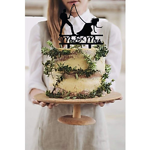 YzYbuaego Fishing Wedding Cake Topper, Black Mr & Mrs Wedding Cake Topper, Fishing Theme Wedding/Engagement/Bridal Shower Decoration（Fishing Couple)
