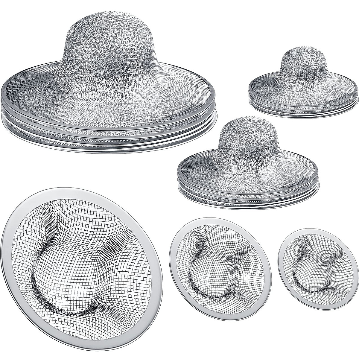 12 Pieces Stainless Steel Sink Strainer sink drain strainer, sink strainer with 4.5/2.75/2.25 Inch for Sink Drainage Kitchen Sink Bathroom Bathtub,sink drain strainer,drain screen