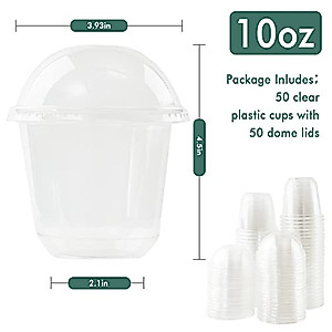 PartyMars [50 Set] 10oz Ice Cream Cups With Dome Lids - For Ice Cream Cups, Snack bowl, yogurt con granola and Take Away Food Container and Desserts