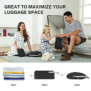 Gonex Compression Packing Cubes,3pcs L+M+S Expandable StorageTravel Bags Luggage Organizers(Black)