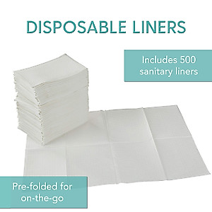 ECR4Kids ELR-18004 Wall-Mounted Baby Changing Station, Fold-Down Diaper Change Table & ELR-003 2-Ply Tissue and Poly Disposable Sanitary Liner for Baby Changing Stations, 18" x 13", 500-Pack - White