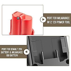 ADVTRONICS Battery Adapter for Milwaukee 12V M12, for DeWalt 20V & for Milwaukee M18 18V Lithium Battery Convert to for Milwaukee M12 12V Battery, for Milwaukee M12 12V Power Tool
