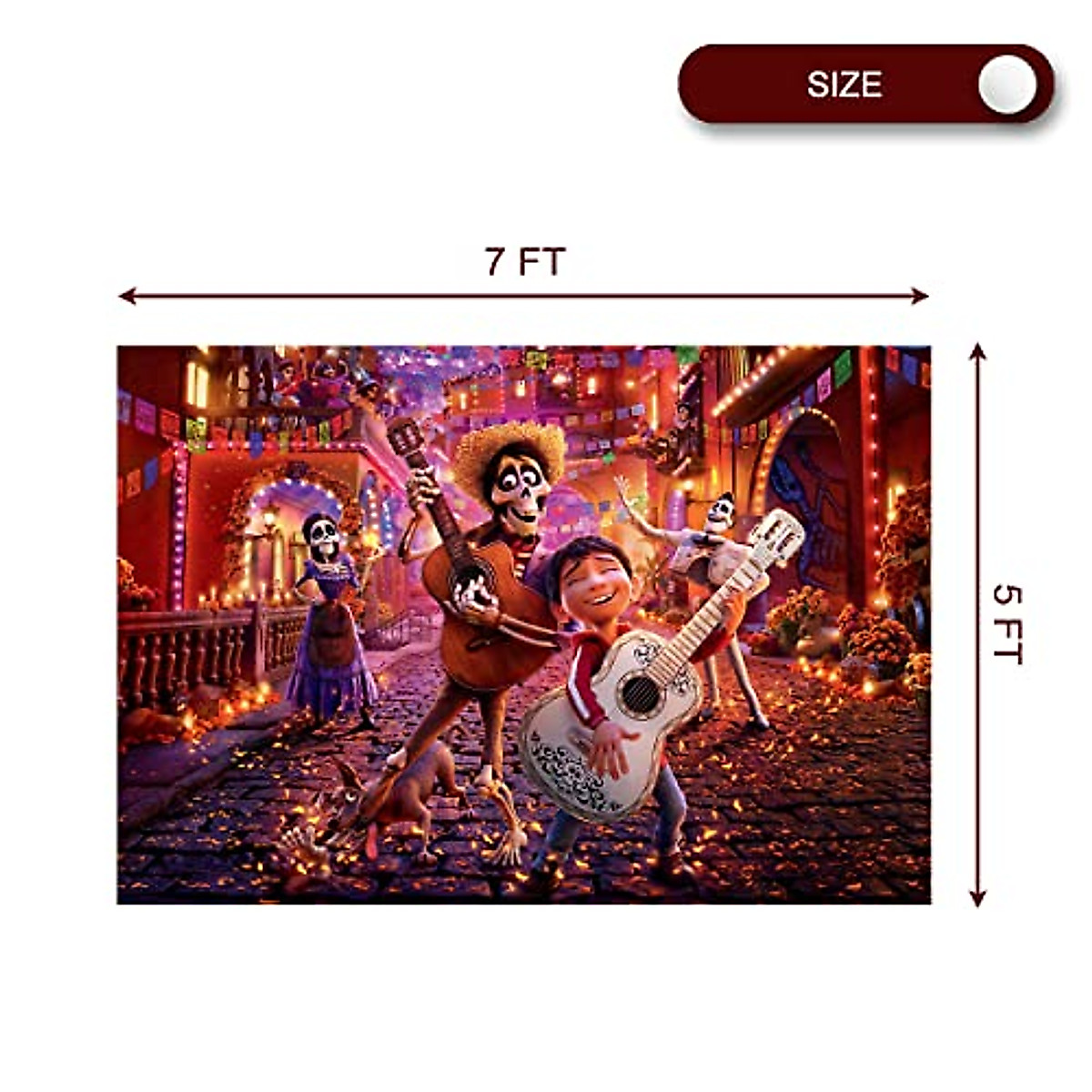 7x5FT Coco Birthday Party Photography Vinyl Photo Background for Kids Birthday Party Background Decoration