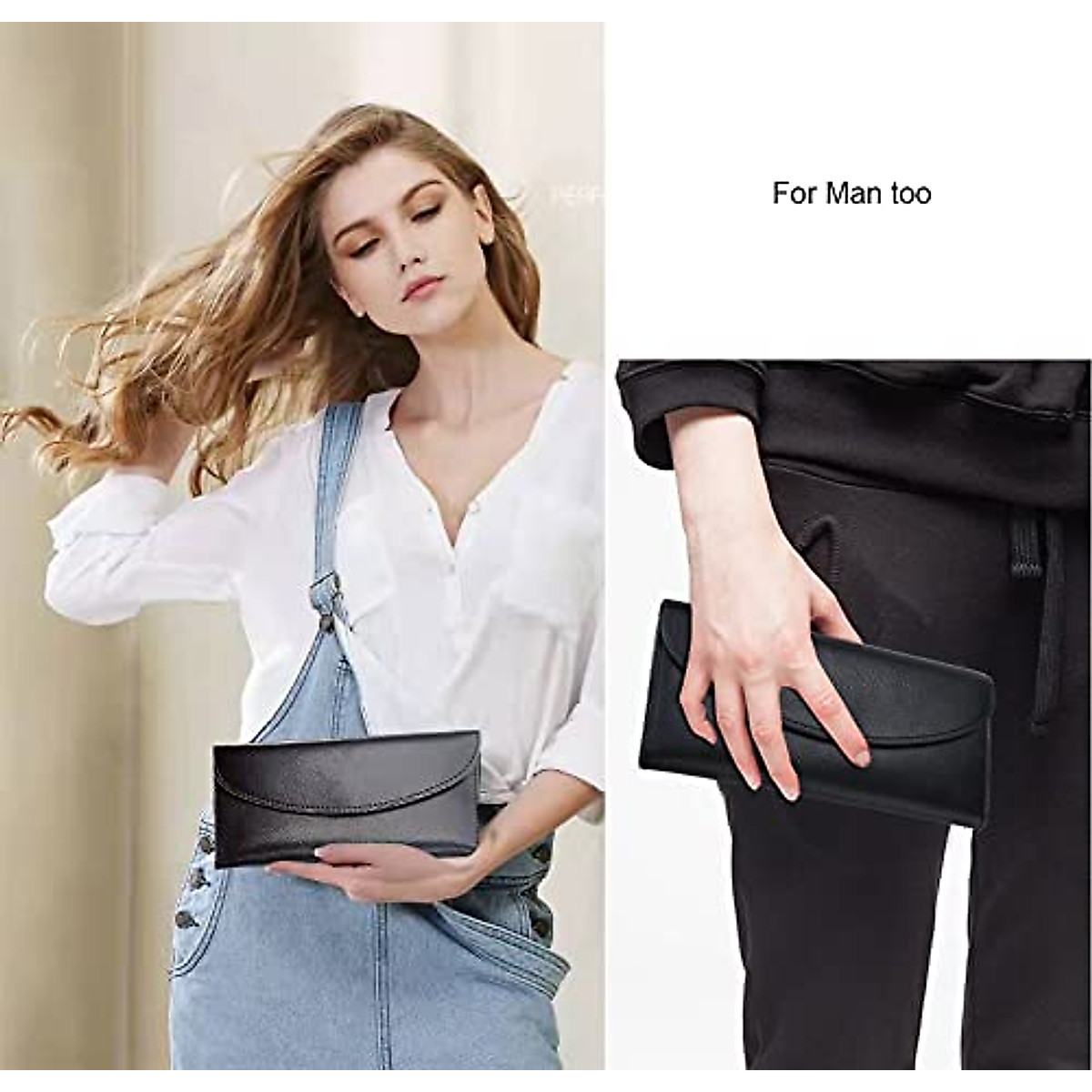 ZHSH Vintage Look Genuine Leather Long Bifold Wallet, Unsex Slim Checkbook Credit Card Purse for Women and men (Rose Red)