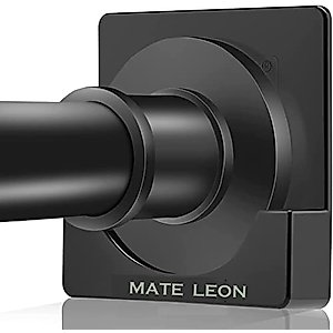 ShowerCurtain Rod Holder Wall Mount–Bathroom Pole Retainer BracketsI Adhesive Shower Curtain Rod Holder | Stainless Steel Screw for Drilling Installation | Invisible Wall Mount Holder | 2 Pack (Black)