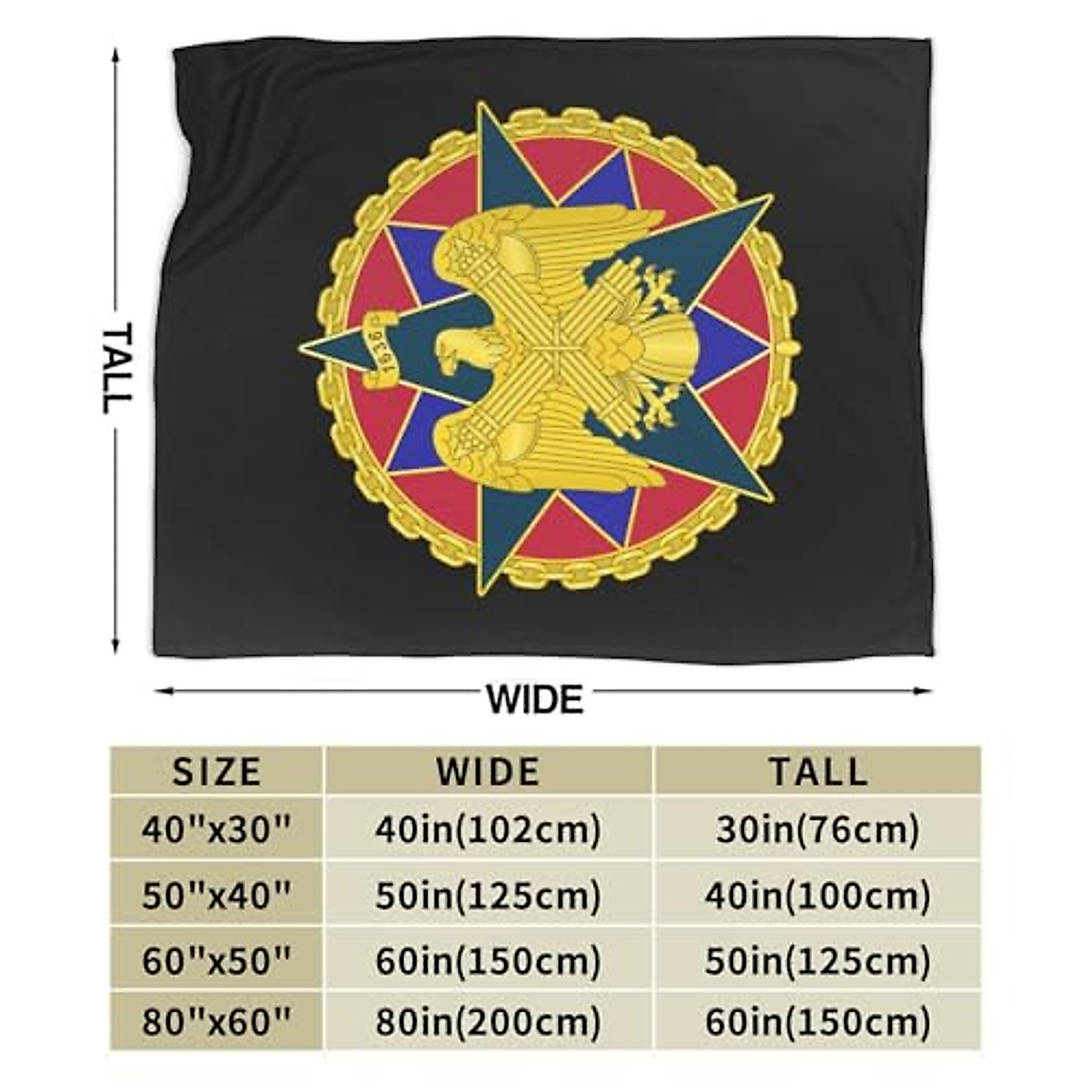 moremohome Anti Pilling National Guard Bureau Organizational Badge Throw Blanket 60"x50" Inches Soft and Comfortable Flannel Throw Blankets