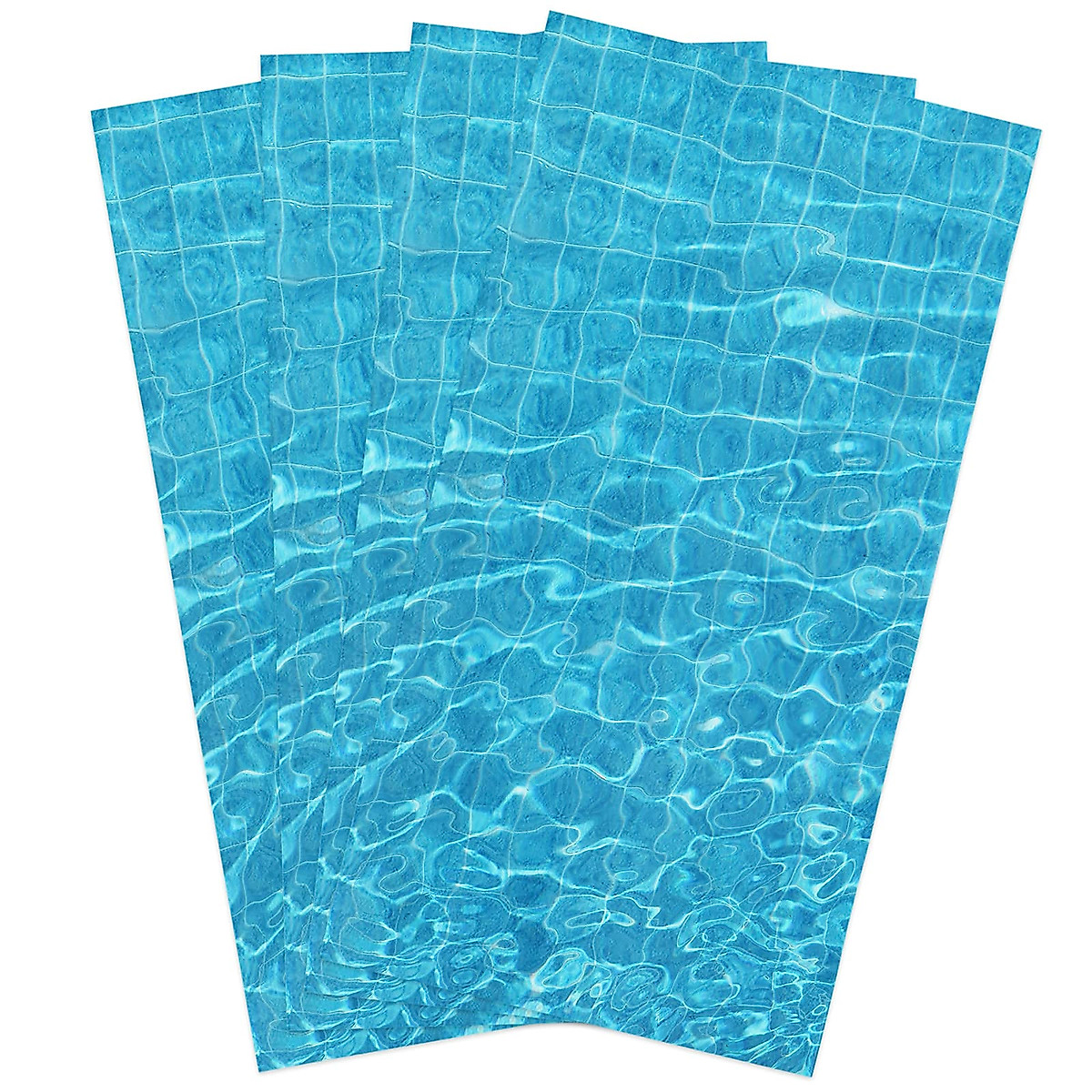 Kitchen Towels Set Swimming Pool Dish Towel Clean Water Wave Blue Summer Dishcloths 4 Pack, 18x28 Inches Absorbent Soft Cotton Dish Cloths Bar Towels & Tea Towels