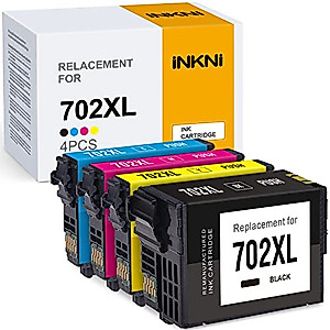 InkNI Remanufactured Ink Cartridge Replacement for Epson 702 702 XL 702XL High Yield for Workforce Pro WF-3720 WF-3730 WF-3733 Printer (Black, Cyan, Magenta, Yellow, 4-Pack)