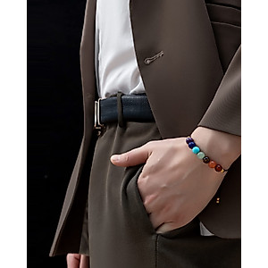 7 Chakra Stones Bracelets, 2pcs Handmade Natural Carnelian Crystal Adjustable Bracelet with Wish Card - Braided Beaded Rainbow LGBTQ Bracelet Healing Anxiety Jewelry Set Yoga Reiki Gift