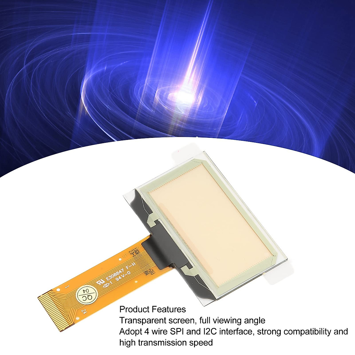 1.51 Inch Screen Module Kit, with RGB Module, SPI I2C Interface, Full Viewing Angle Design, 128 X 64 Resolution, Transparent Blue Display, for STM32