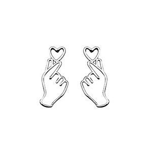 SLUYNZ 925 Sterling Silver Heart Studs Earrings for Women Teen Girls Unique Sweet Love Heart Post Studs Earrings (A-Silver)