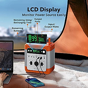 VATID Portable Power Generator,600W 518Wh Solar Power Generator,110V AC,12V Regulated DC,3.5hrs 100% Recharge,Pure Sine Wave,65W USB PD Rechargeable Power Generator