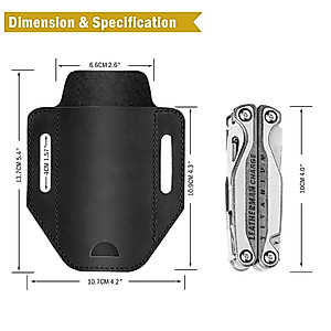 VIPERADE PJ31 Multitool Sheath, Flashlight Holster for Belt, EDC Pocket Pouch Leather Sheath for Men, Belt Sheath EDC Holster for Multitool, Flashlight, Folding Pocket Knife (No MOLLE-Black)