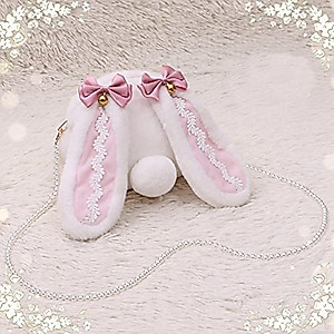 Zzple Backpack For Girls Kawaii Cute Lolitas Rabbit Bunny Shoulder Backpack Crossbody Bag Coin Purse Messenge Bags Plush Toys Girls Girlfriend Kids Gift ( Color : Pink ), S