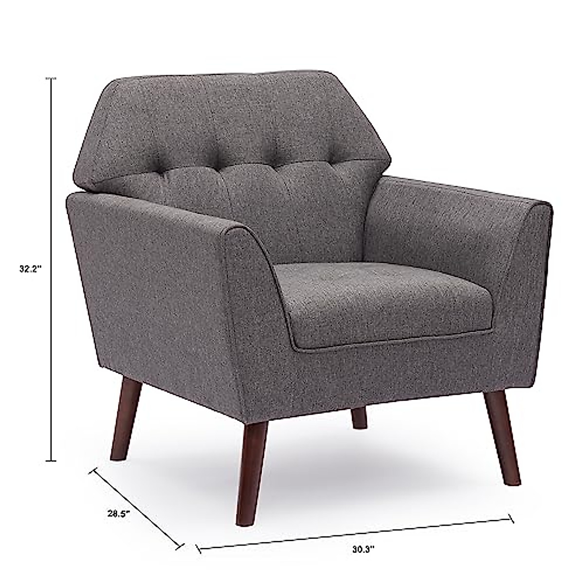 Kingfun Accent Chairs Set of 2 for Bedroom, Midcentury Modern Accent Arm Chair for Living Room, Linen Fabric Comfy Reading Chair, Tufted Comfortable Sofa Chair, Upholstered Single Sofa,Grey