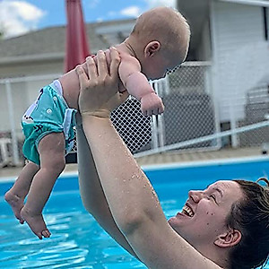 KaWaii Baby Swim Cloth Diapers, Washable Reusable One Size Adjustable to Fit 10-40 lbs Boy & Girl Baby Shower Gifts Swimming Lessons 3-Pack #4