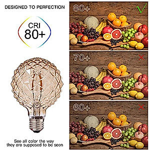 Vintage LED Edison Bulb G30 4W Dimmable LED Filament Bulb Globe Pineapple Shaped Light Bulb 2300K Warm White E26 400LM Equivalent 40W Incandescent (Amber)
