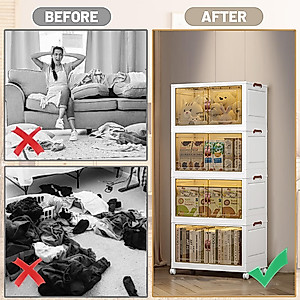 Storage Bins with Lids and Wheels - Foldable Storage box with Doors, Plastic Collapsible Storage Container for Closets, Stackable Storage Organizer, 3 Pack 58.2gal/233qt