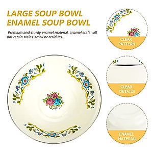 Cabilock Retro Serving Bowls Enamel Basin Vintage Style Basin Mixing Bowl Thickened Soup Bowl Food Container Enameled Washing Basin Colored Home Enamelware Kitchen Enamel Soup Bowl