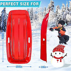 35“Plastic Snow Sled, Sleds for Kids and Adults with Handles （1-Pack）