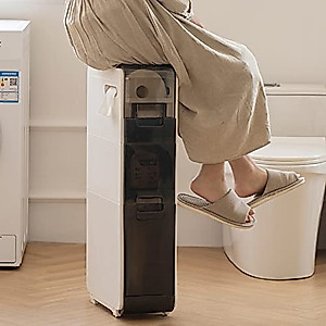 QQXX Freestanding Bathroom Floor Cabinet,Large 2/3/4 Tier Narrow Dresser,with Clear Drawers & Wheels Slim Toilet Storage Drawers Tower,for Small Spaces and Gaps, Toilet Bathroom Storage Floor Cabinet