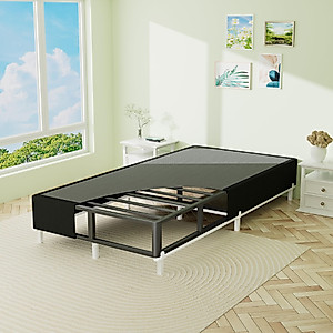 Twin Box Spring, 10 inch Box Spring for Twin Bed, Heavy Duty Metal Bed Frame with Fabric Cover, 3000lbs Max Weight Capacity Bed Base Mattress Foundation, Easy Assembly, Noise Free, Black