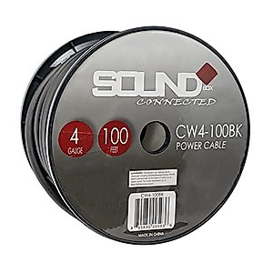 SoundBox Connected 4 Gauge Black Amplifier Amp Power/Ground Wire 100 Feet Superflex Cable 100' Spool