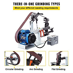 VEVOR 1500W 2HP Belt Sander Grinder, 2" x 82" Variable Speed Belt Grinder for Metalworking, 3-in-1 Belt Sander Polisher with 3 Grinding Moulds & Flat Platen Tool Rest for Knife Making