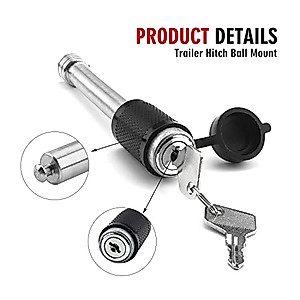 YIZBAP Aluminum Adjustable Trailer Hitch, Fits 2.5" Receiver, 8" Drop/Rise Drop Hitch, 18500 LBS GTW, Tow Hitch, 2" and 2-5/16" Dual Towing Ball with Double Locks