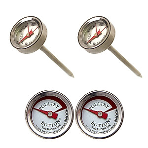 Charcoal Companion CC9025 Reusable Steak Button Thermometer Set (4 Included)