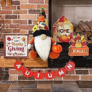 Thanksgiving Decorations, Fall Thanksgiving Tiered Tray Decor Bundle , Thanksgiving Gnome Plush,Fall Wood Signs for Fall Harvest , Thanksgiving Day, Autumn Home and Office Decor -(Tray Not Included)