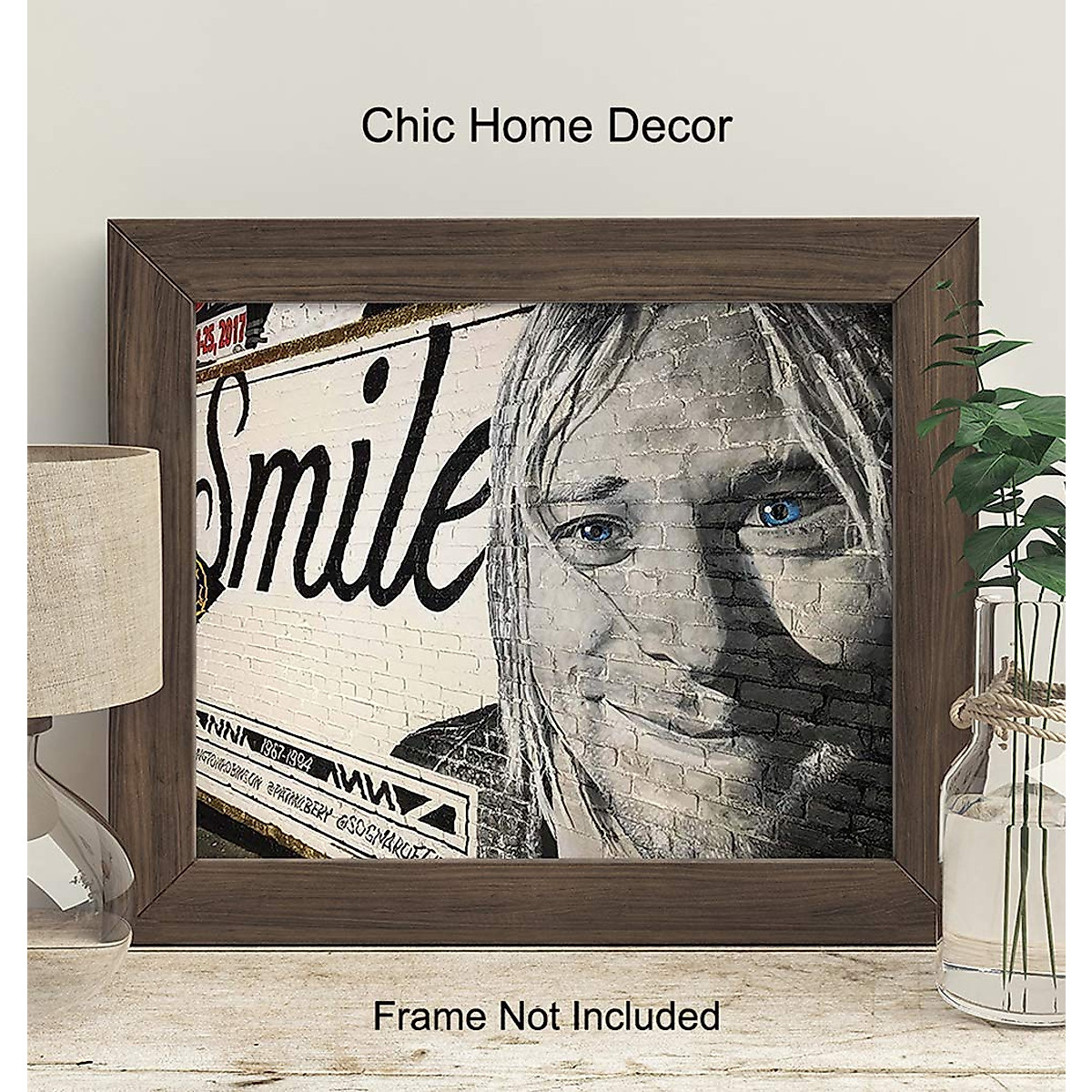 Cobain Graffiti Street Mural Art Print. Wall Art Poster - Unique Home Decor for Bedroom, Man Cave, Family or Living Room - Gift for Nirvana, 90's Alternative Music Fans - 8x10 Photo Unframed