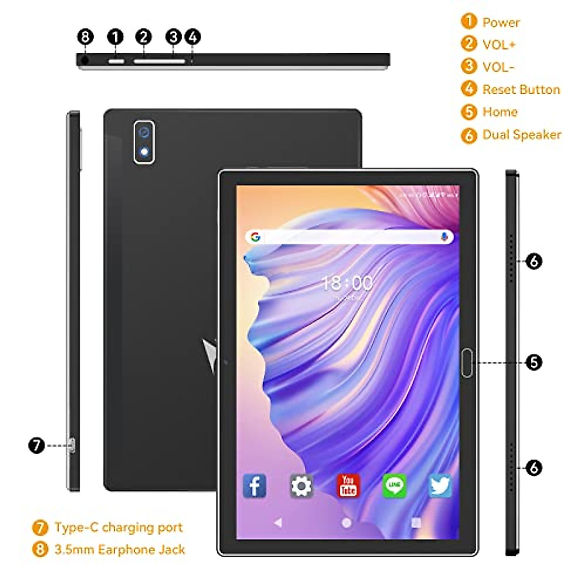 ANTEMPER 10.1 Inch Android Tablet 4G Cellular Tablets with 2 SIM Card - Google Certified Tablet 64G ROM+4G RAM,1080 FHD | 13 MP Camera | Octa-Core | 6000mAh | GPS | Bluetooth | WiFi | - Black