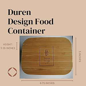 DurenDesign Airtight Glass Food Storage Container With Bamboo Lid, Lunch Box for Meal Prep, Eco-Friendly Kitchen Organization 640ml