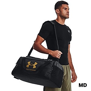 Under Armour Unisex-Adult Undeniable 5.0 Duffle , Black Medium Heather (002)/Metallic Gold , Medium
