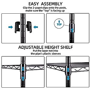 DABUFOY 5 Tier Metal Shelving, Kitchen Shelves, Adjustable Storage Shelves Heavy Duty, Wire Rack Shelf Garage Organizer, Standing Storage Shelf Units for Bathroom Pantry (Black, 23.22L x 13W x 59H)