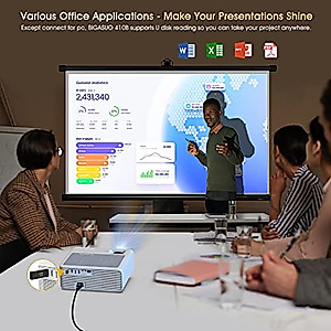 BIGASUO 960ANSI Projector with WiFi and Bluetooth - 1080P HD Outdoor Movie Projector 4K Support, Home Projectors Max 400" Display, 4P & ±50° Keystone, 60% Zoom, Compatible with Laptop, TV Stick, PS5