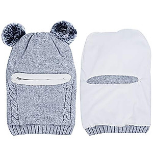 Bienvenu Baby Boy Girl Winter Hat, Kids Earflap Hat with Scarf, Toddler Fleece Beanie Cap Balaclava, Gray