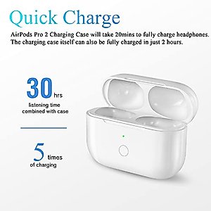 Compatible for AirPods Pro 2nd Generation Charging Case Replacement, Compatible for Wireless AirPods Pro 2 Charger Case with Bluetooth Pairing Sync Button, Built-in Large Battery