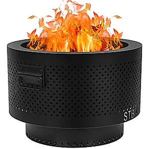 STBoo Smokeless Fire Pits for Outside with Portable Carrying Storage Bag, 20x14 Inch Firepits Outdoor Wood Burning, Low Smoke Outdoor Fireplace for Bonfire Picnic Backyard Cooking on Beach, Black, L
