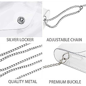 Vorspack Clear Purse Gift for Women Stadium Approved Clear Crossbody Bag Cute for Sports Concert Prom Party Present with Removable & Detachable Chain - Clear(Silver Chain)