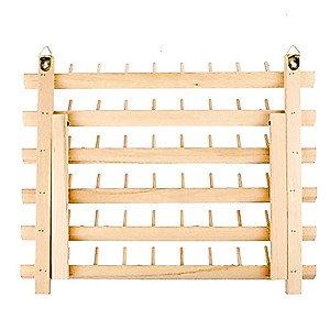 NW 60-Spools Wooden Thread Holder Sewing and Embroidery Thread Rack and Organizer Thread Rack for Sewing with Hanging Hooks