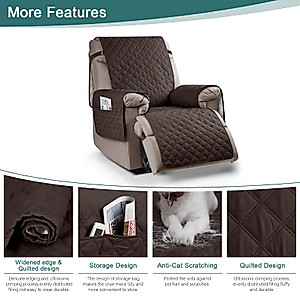 Ruaozz 100% Waterproof Recliner Chair Cover Non-Slip Reclining Cover for Recliner Chair Washable Chair Seat Cover with Elastic Straps for Kids, Dogs, Pets (Chocolate, 23'')
